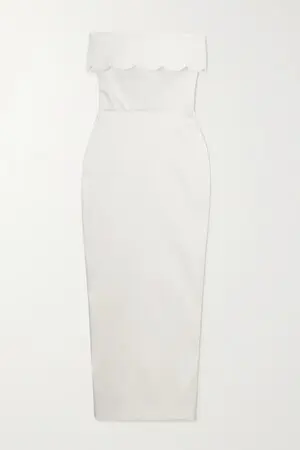 RASARIO Strapless Scalloped Duchesse-satin Maxi Dress