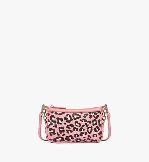 Mcm Leopard Visetos Aren Shoulder Bag - Blossom Pink Visetos