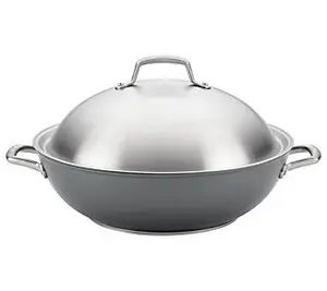 ANOLON Accolade Hard Anodized 13.5-inch Nonstic Wok With Lid - One-color