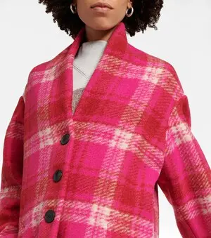 MARANT ETOILE Gabriel Checked Flannel Coat - Pink