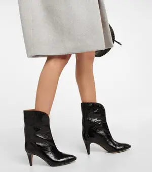 Isabel Marant Étoile Dytho Crinkled Leather Ankle Boots - Black