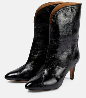 Isabel Marant Dytho Crinkled Leather Ankle Boots