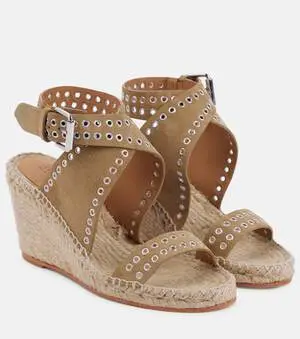 Isabel Marant Iriane Studded Suede Espadrille Wedges