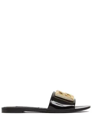 Dolce & Gabbana 10mm Patent Leather Slide Sandals - Black