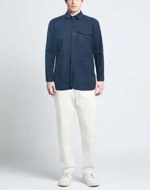 MANUEL RITZ Shirt Size Cotton, Linen, Elastane - Navy Blue