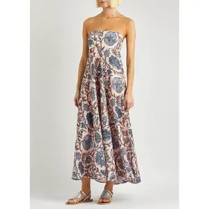 zimmermann vitali printed linen maxi dress Zimmermann Vitali Floral-Print Strapless Linen Maxi Dress - Multicoloured