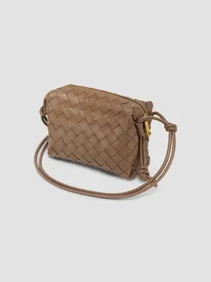 Bottega Veneta Loop Leather Crossbody Bag - Bark