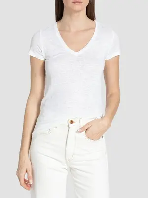 Majestic Filatures Stretch Linen V-neck T-shirt