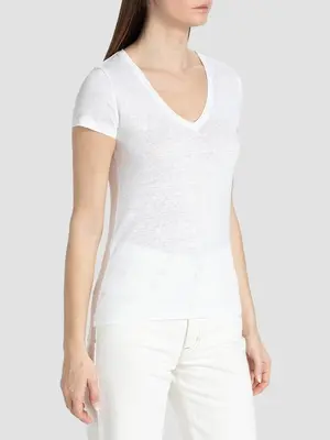 Majestic Filatures Stretch Linen V-neck T-shirt