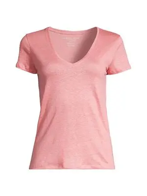 Majestic Filatures Stretch Linen V-neck T-shirt Bouton De Rose