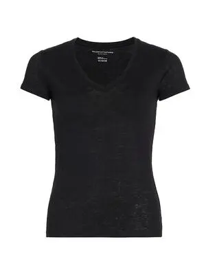 Majestic Filatures Stretch Linen V-neck T-shirt Noir