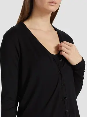 Majestic Filatures Soft Touch V-neck Cardigan - Noir