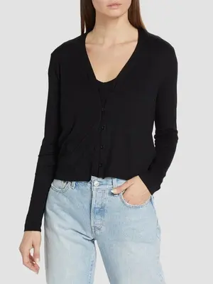 Majestic Filatures Soft Touch V-neck Cardigan - Noir
