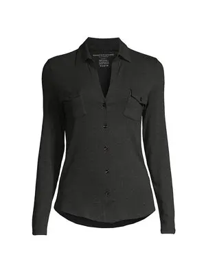 Majestic Filatures Soft Touch Long-sleeve Pocket Shirt Anthracite