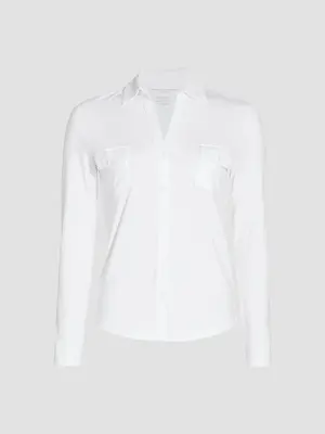 Majestic Filatures Soft Touch Long-sleeve Pocket Shirt - Blanc