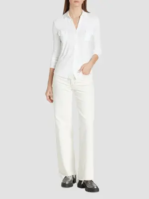 Majestic Filatures Soft Touch Long-sleeve Pocket Shirt - Blanc