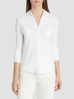 Majestic Filatures Soft Touch Long-sleeve Pocket Shirt - Blanc