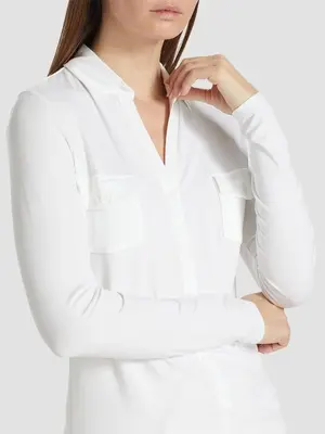Majestic Filatures Soft Touch Long-sleeve Pocket Shirt - Blanc