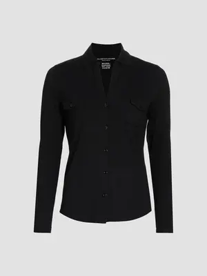 Majestic Filatures Soft Touch Long-sleeve Pocket Shirt Noir