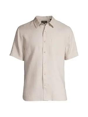 Vince Linen Short-sleeve Button-front Shirt Pumice Rock