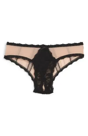 Hanky Panky Nude Illusion Open Gusset Panties - Mocha/black
