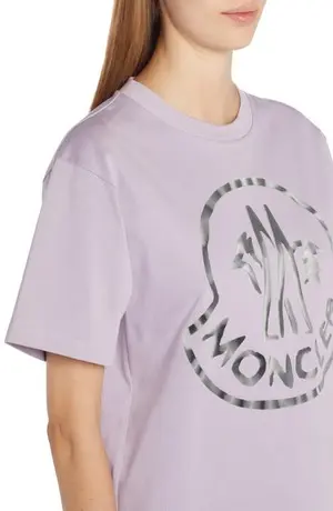 Moncler Cockerel Logo Cotton Graphic Tee - Purple