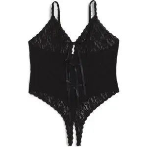 Hanky Panky Open Gusset Teddy - Black