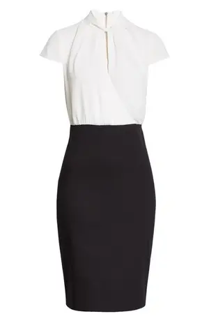 Ted Baker London Two-tone Mock Neck Pencil Dress
