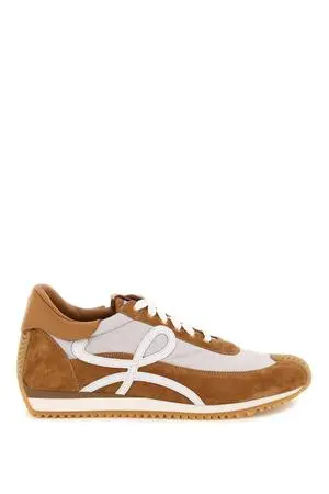 Loewe LOEWE FLOW RUNNER SNEAKERS IN LEATHER AND NYLON Grey, Brown