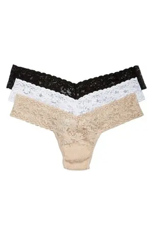 Hanky Panky 3-pack Low Rise Thong - Black/ White/ Chai