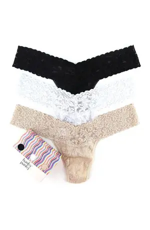 Hanky Panky 3-pack Low Rise Thong - Black/ White/ Chai