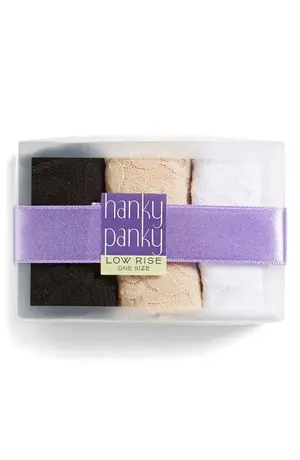 Hanky Panky 3-pack Low Rise Thong - Black/ White/ Chai