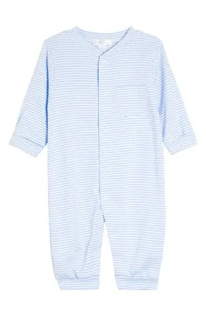 KISSY KISSY Stripe Pima Cotton Footie - Light Blue