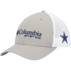 Columbia White Dallas Cowboys Pfg Ball Flex Hat  - Gray