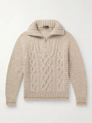 Loro Piana Cable-knit Cashmere Half-zip Sweater