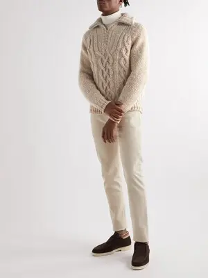 Loro Piana Cable-knit Cashmere Half-zip Sweater