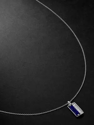 SUZANNE KALAN 18-karat White Gold, Lapis Lazuli And Diamond Pendant Necklace - Blue