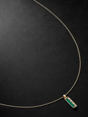 SUZANNE KALAN 18-karat Gold, Malachite And Diamond Pendant Necklace - Green