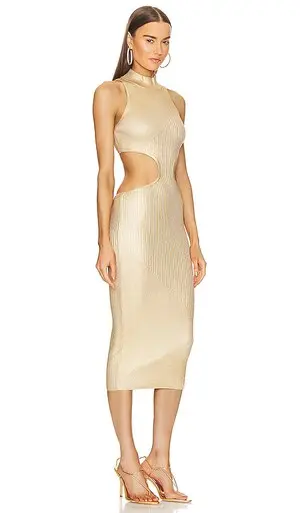 MICHAEL COSTELLO X Calista Cut Out Long Midi Dress In Beige