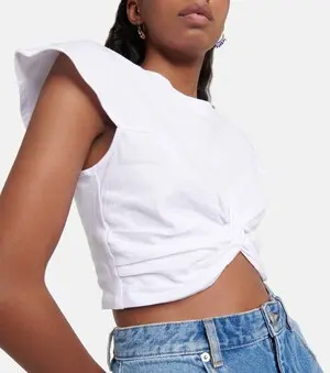 Isabel Marant Étoile Zineae Cotton Jersey Crop Top - White