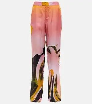 LOUISA BALLOU Cruise Printed Silk Pants - Multicoloured
