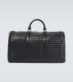 Bottega Veneta Intrecciato Leather Duffle Bag - Black