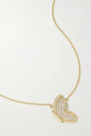 SYDNEY EVAN Small Flying Butterfly 14-karat Diamond Necklace - Gold