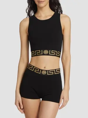 Versace Icon Logo Cropped Tank Top