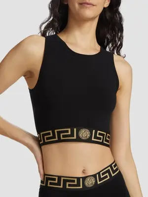 Versace Icon Logo Cropped Tank Top