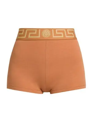 Versace Icon Elasticized Logo Shorts Caramel