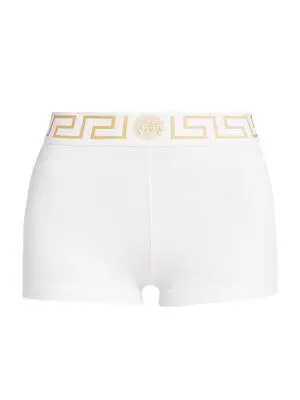 Versace Icon Elasticized Logo Shorts Optical White
