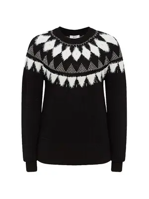 REISS Women's Holly Geometric Sweater - Black  - Black