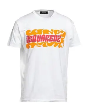 Dsquared2 Man T-shirt Yellow Size S Cotton White