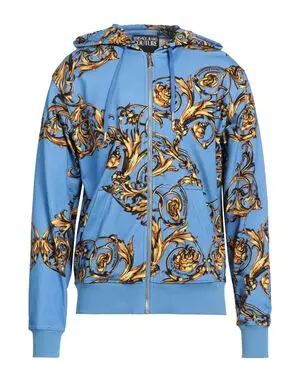 Versace Printed Zip-up Hoodie - Blue